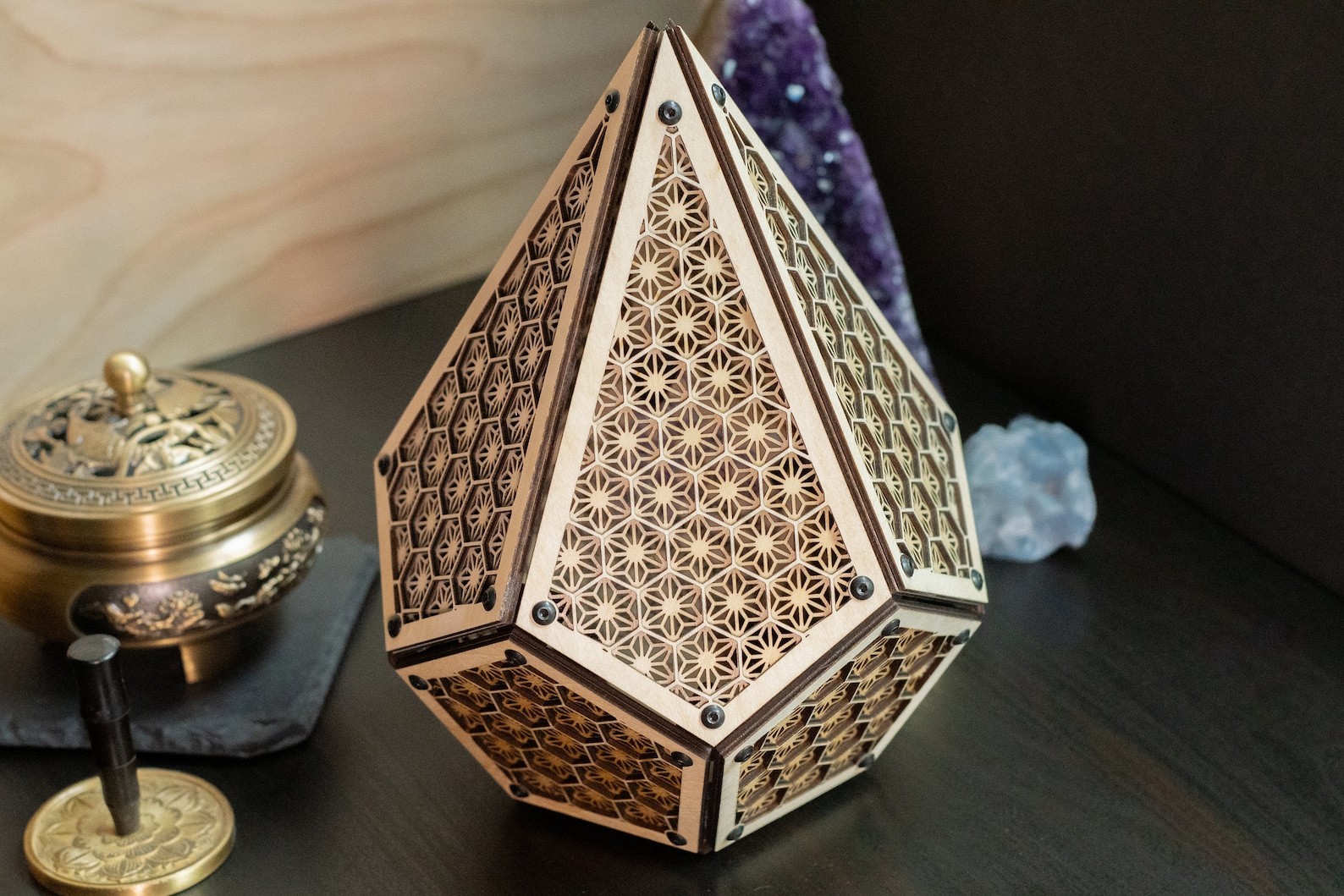 Laser Cut Asanoha Polyhedron Model Kit: Kumiko Lamp, Desk Decor - Etsy