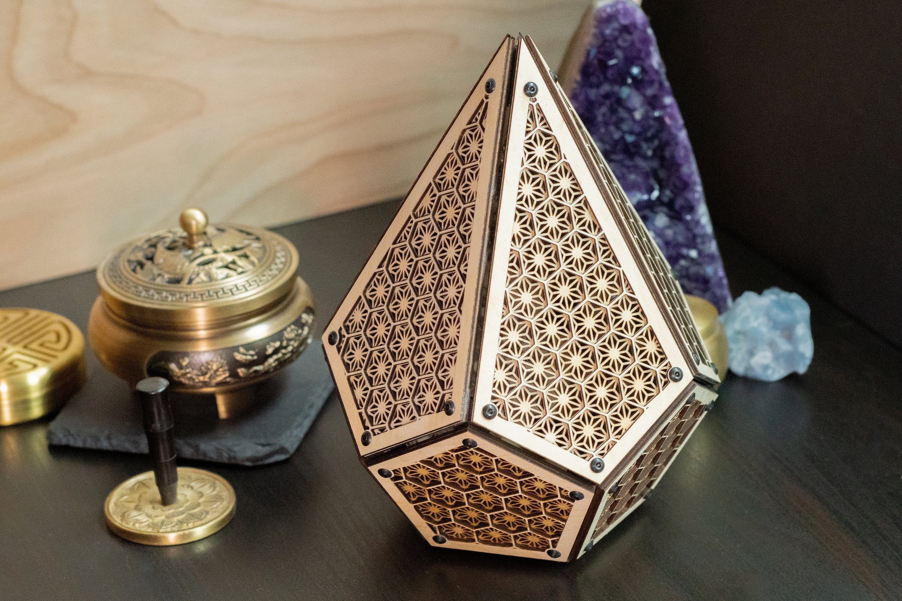 Laser Cut Asanoha Polyhedron Model Kit: Kumiko Lamp, Desk Decor - Etsy