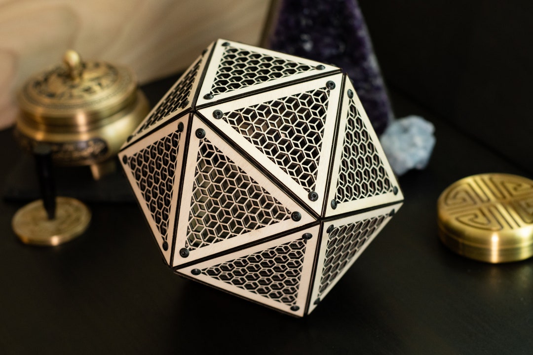 Icosahedron Cubic Model Kit Sculpture, Sacred Geometry Decor, Laser Cut ...