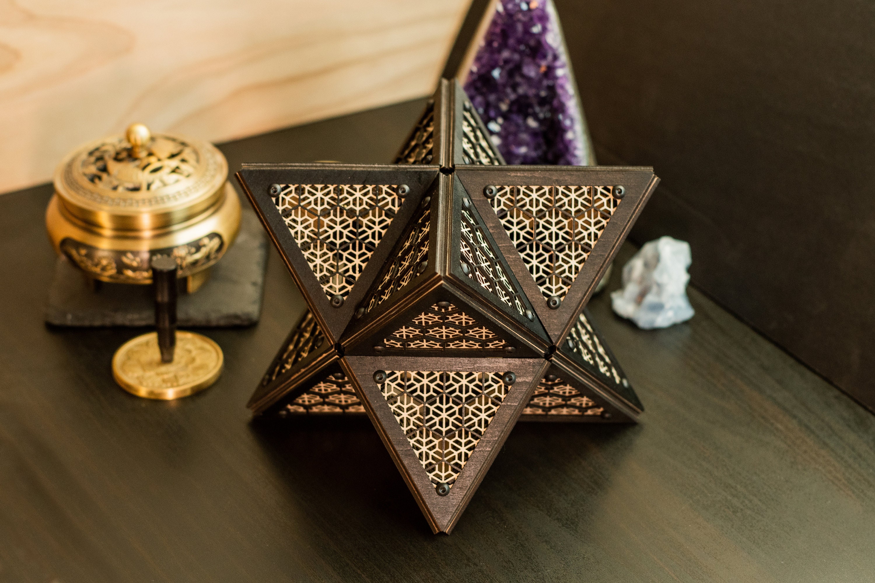 Merkaba Bishamon Model Kit Sculpture, Sacred Geometry Decor, Laser Cut ...