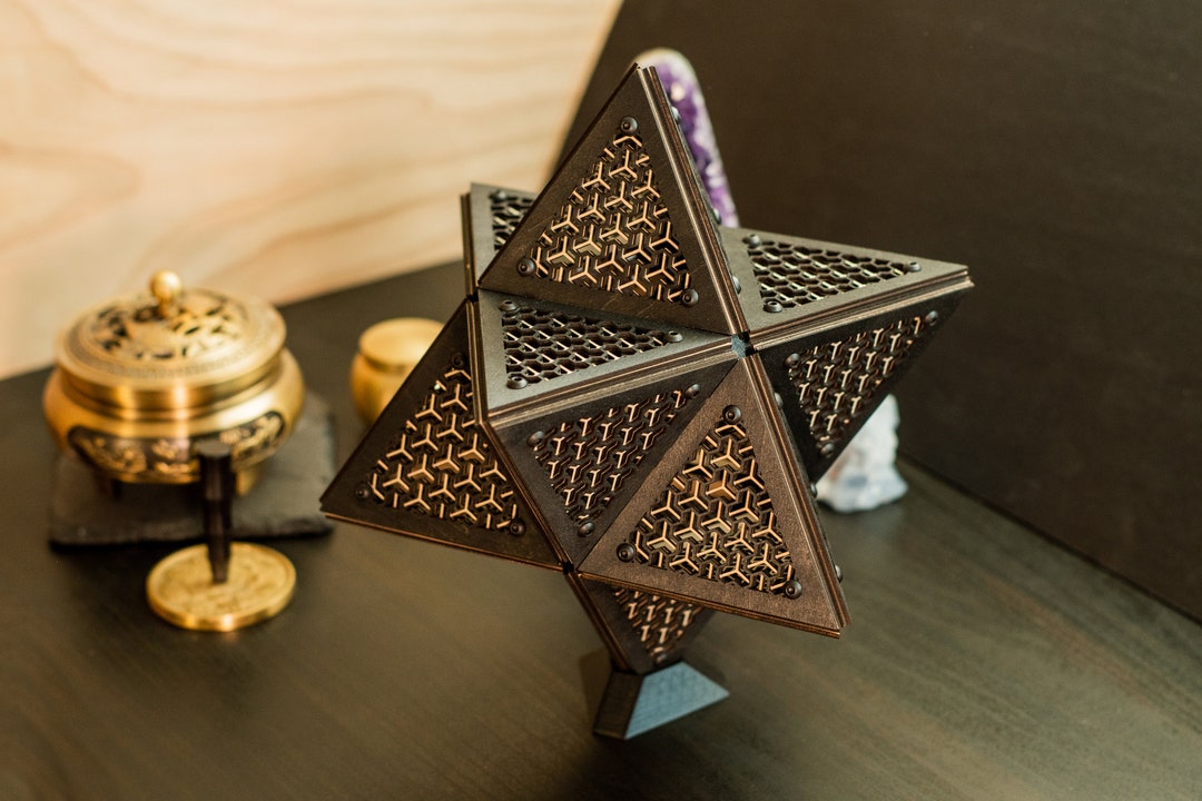Merkaba Triad Model Kit Sculpture, Sacred Geometry Decor, Laser Cut ...