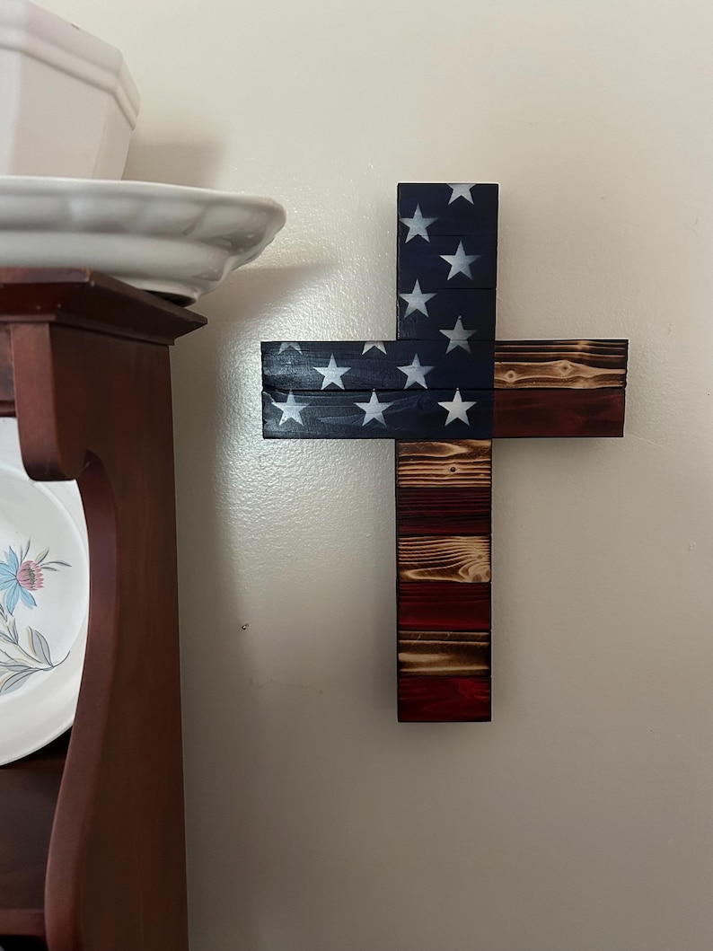 Rustic Wooden American Flag Cross 16”x12” - Etsy