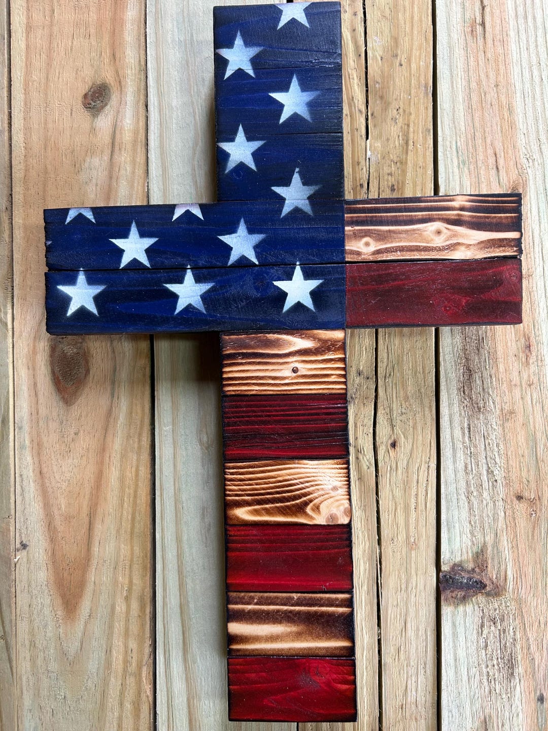 Rustic Wooden American Flag Cross 17”x12” - Etsy