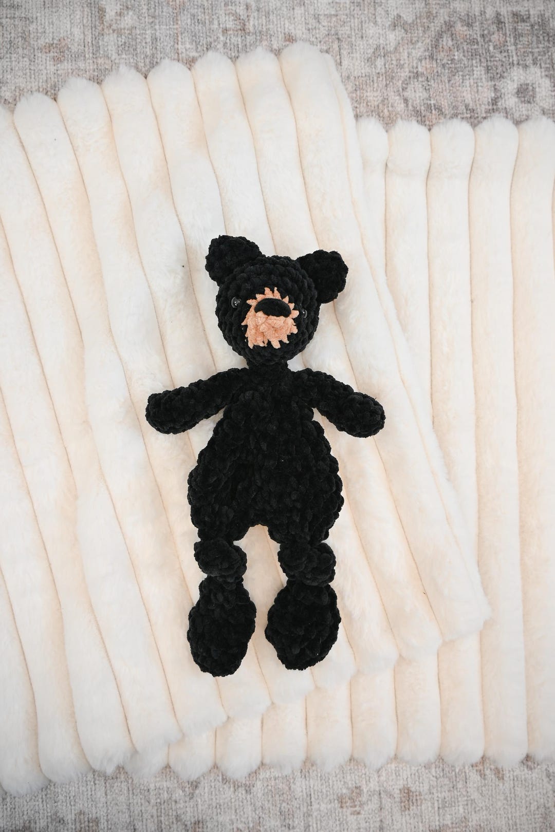 Crochet Lil' Black Bear Plush Lovey – Forest Friends Stuffed Animal ...