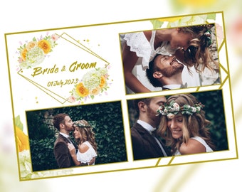 White Flower Wedding Photo Booth Template 4x6 Background - Etsy