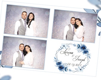 Flowers Line Wedding Photo Booth Template, 4x6 Background, Modern ...