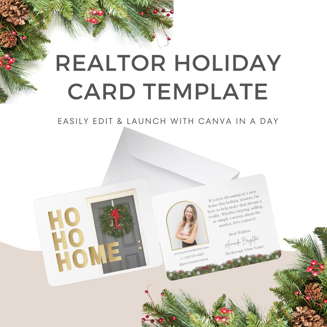 Christmas Card Template | Realtor Marketing | Digital Template Canva ...