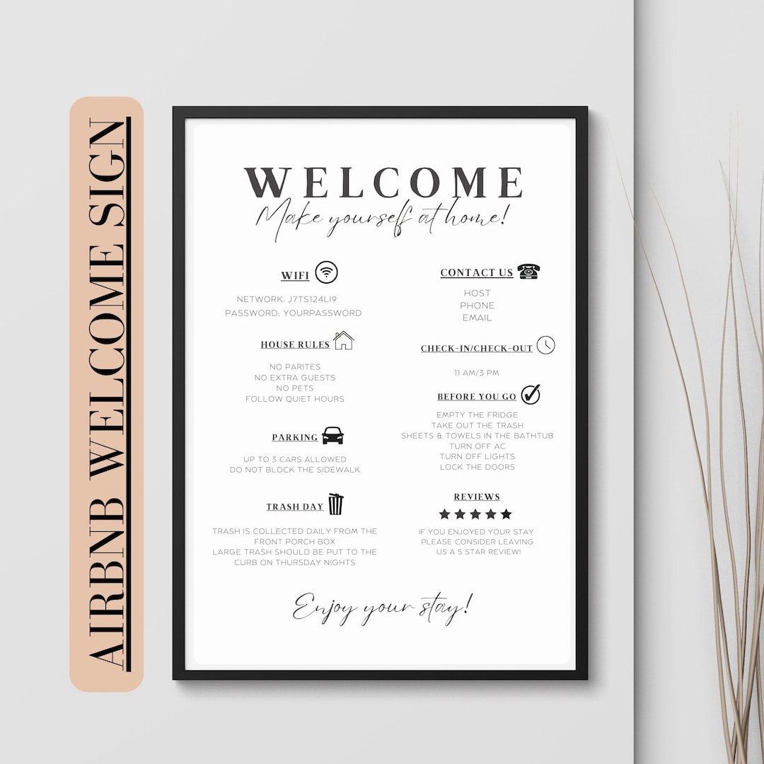 Airbnb VRBO Welcome Sign Template Editable Welcome Guide Airbnb ...