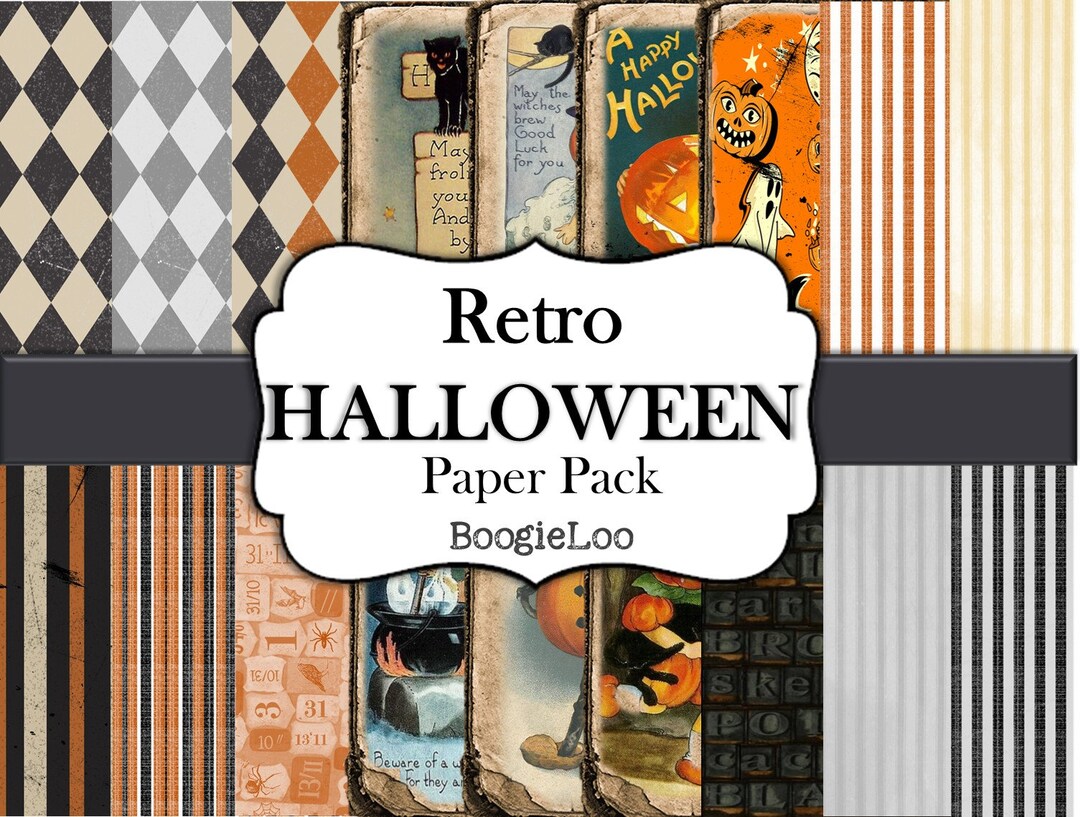 Retro Halloween Paper Pack, Vintage, Grungy, Junk Journal, Scrapbook ...