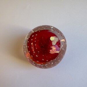 Vintage Art Glass Apple Paperweight, Red and Clear Glass, Murano Style ...