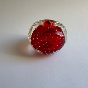 Vintage Art Glass Apple Paperweight, Red and Clear Glass, Murano Style ...