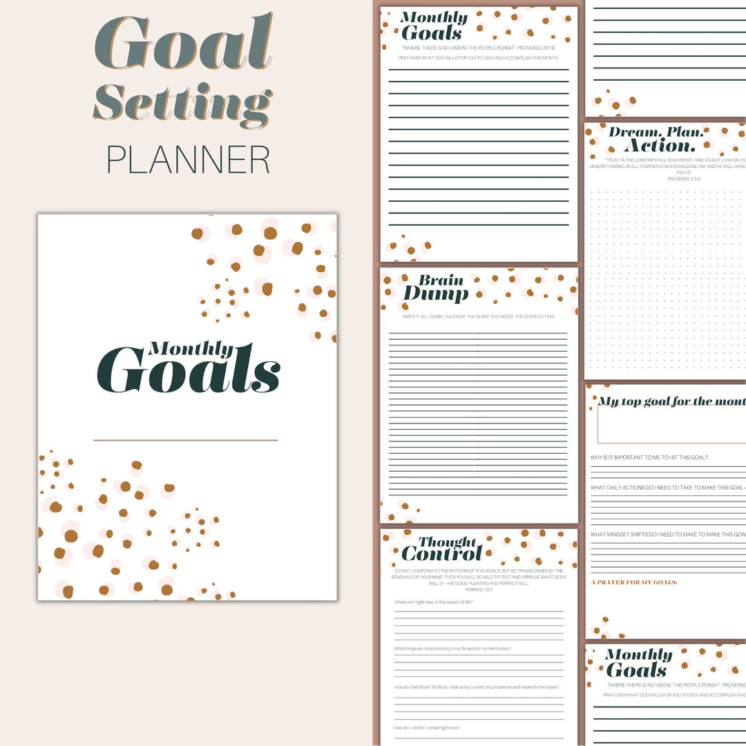 Monthly Goal Planner | Digital Workbook - Etsy