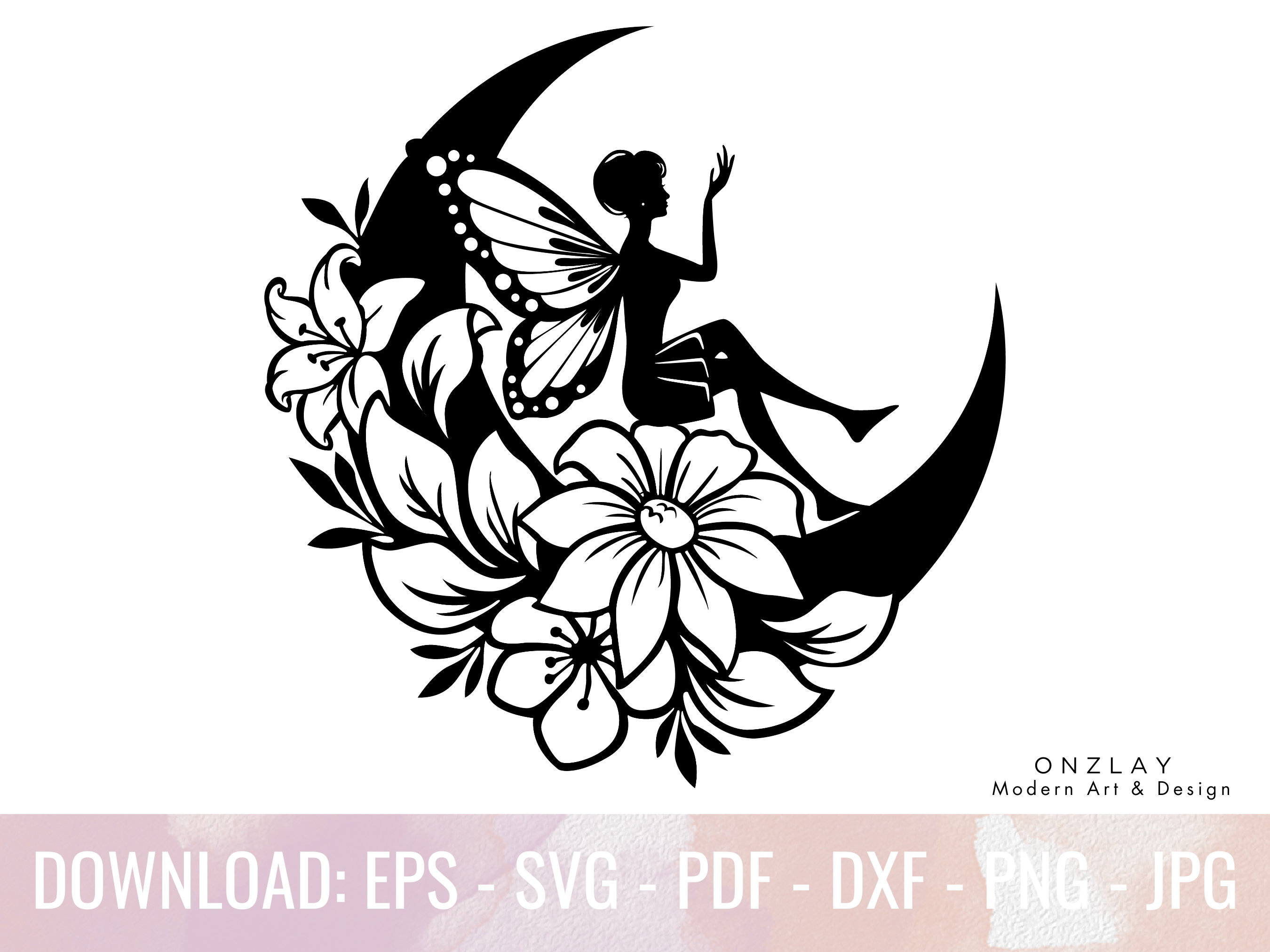 Fairy Svg "fairy Godmother Svg" | Fairy Wings "wildflower" Svg, Black ...