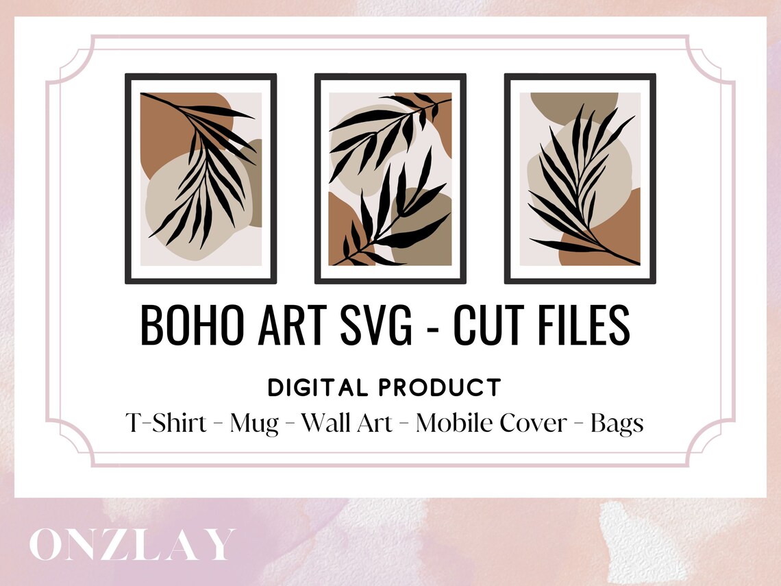 06 Boho Svg Bundle | Boho Art Frame, Boho Plants Leaves Clipart ...