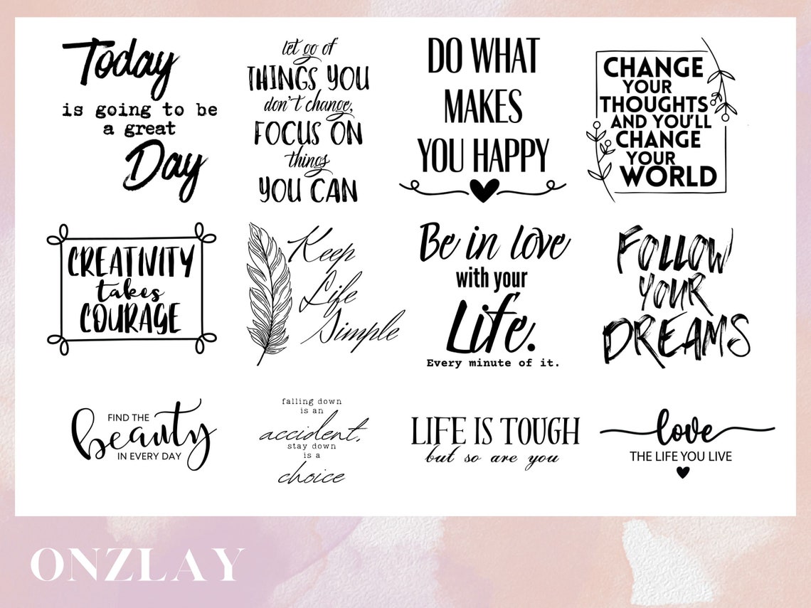 25 Cute Inspirational Bundle Svg Inspirational Quotes Wall - Etsy