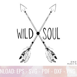 Wild Soul Svg | Arrow Sign Svg, Boho Astetic Svg | Boho Line Art ...