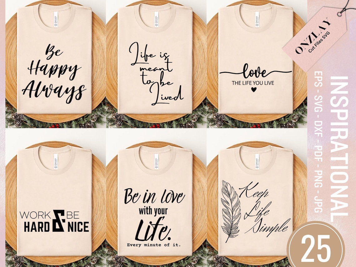 25 Cute Inspirational Bundle Svg Inspirational Quotes Wall - Etsy