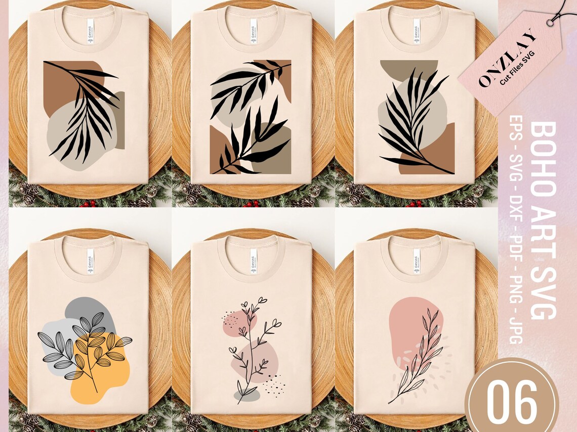 06 Boho Svg Bundle | Boho Art Frame, Boho Plants Leaves Clipart ...