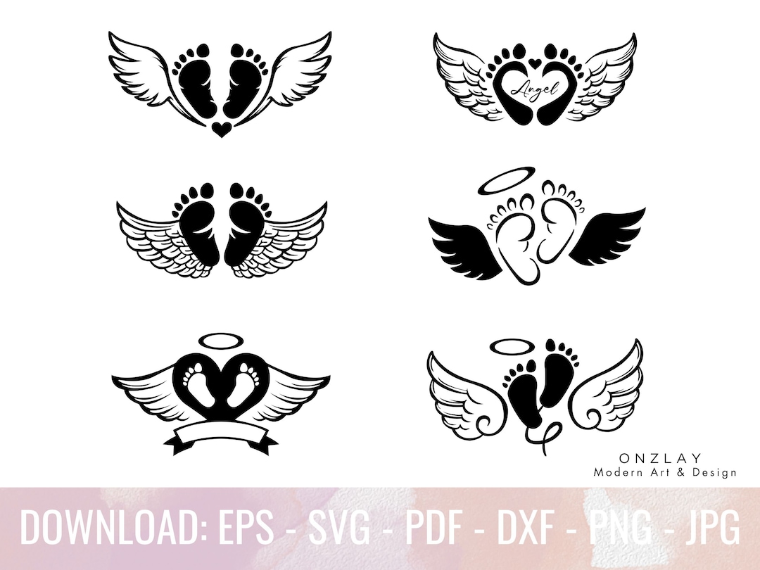 06 Heavenly Angel SVG Bundle - Dark Angels and Wings Design | Celestial ...
