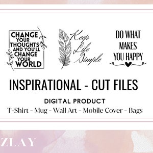25 Cute Inspirational Bundle Svg | Inspirational Quotes Wall Decals ...