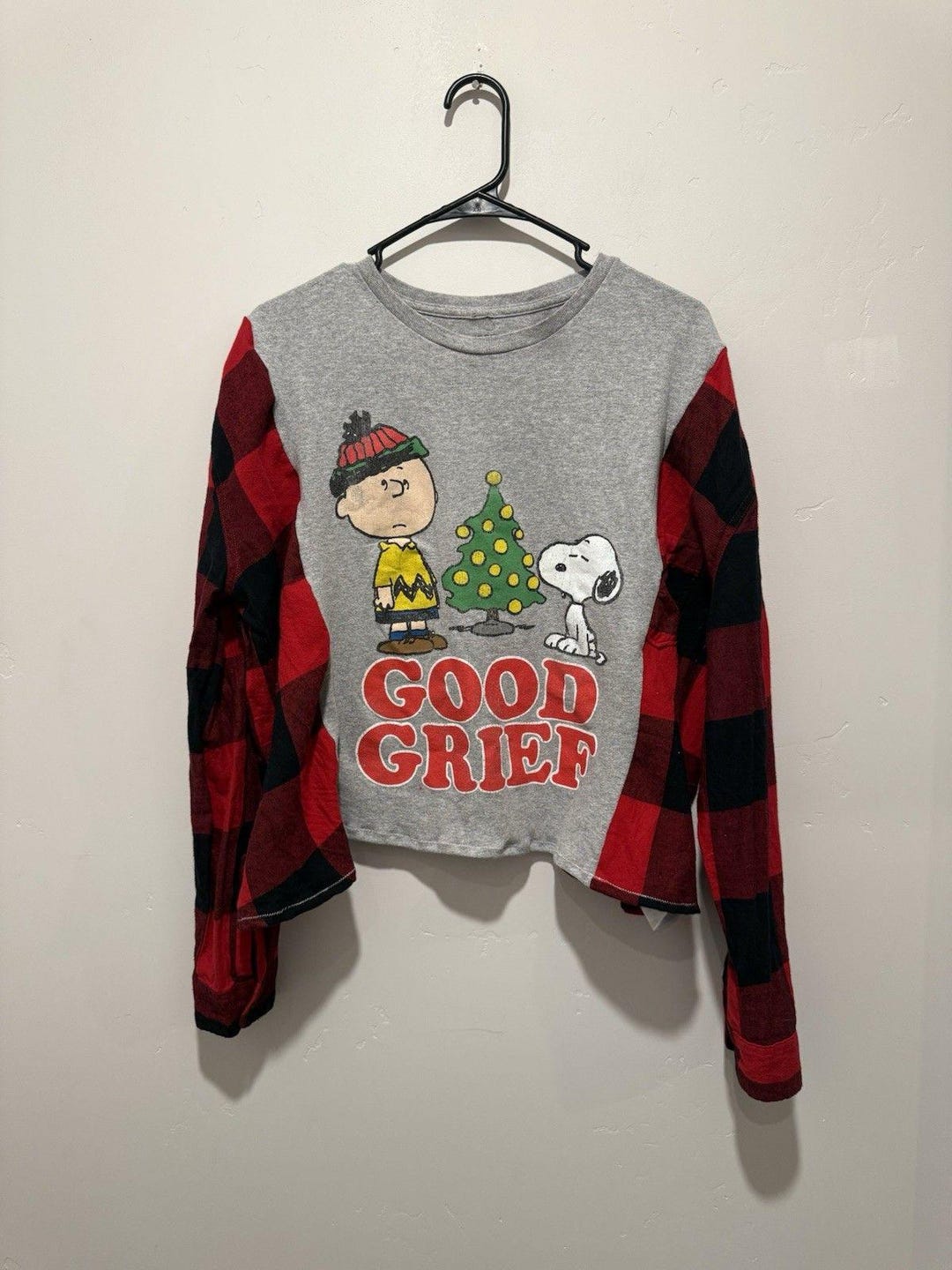 Rework Upcycle Grunge Oversize Charlie Brown Holiday Christmas Sweater ...