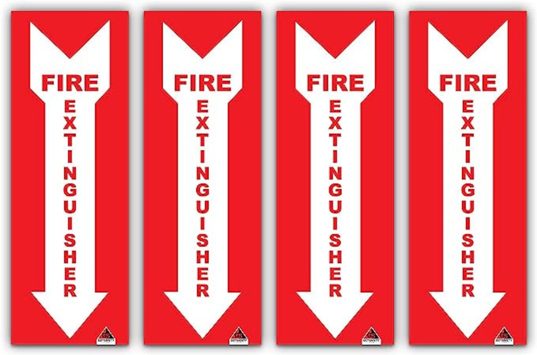 4 Pack Premium Fire Extinguisher Arrow Stickers - Permanent Adhesive ...