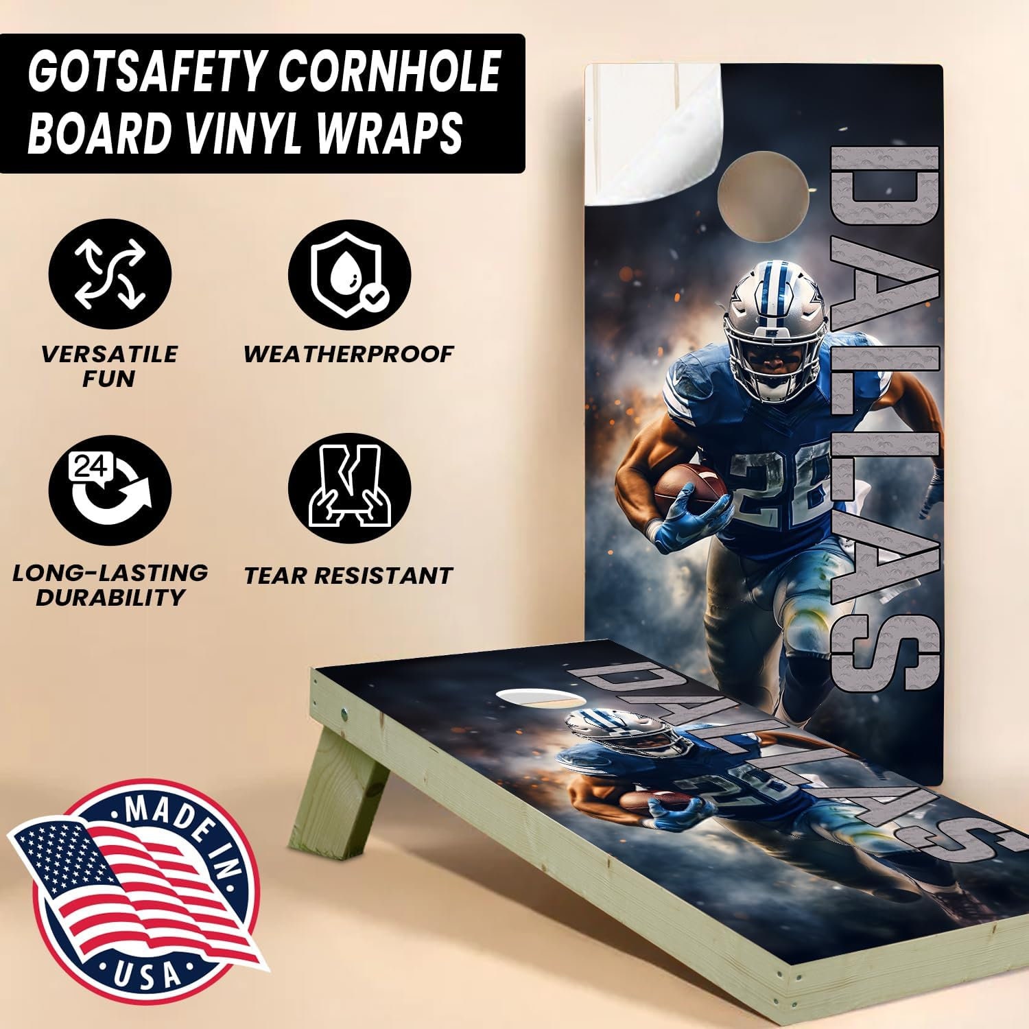 Dallas Football Team Cornhole Board Decal 2 Set Series 2 - Etsy