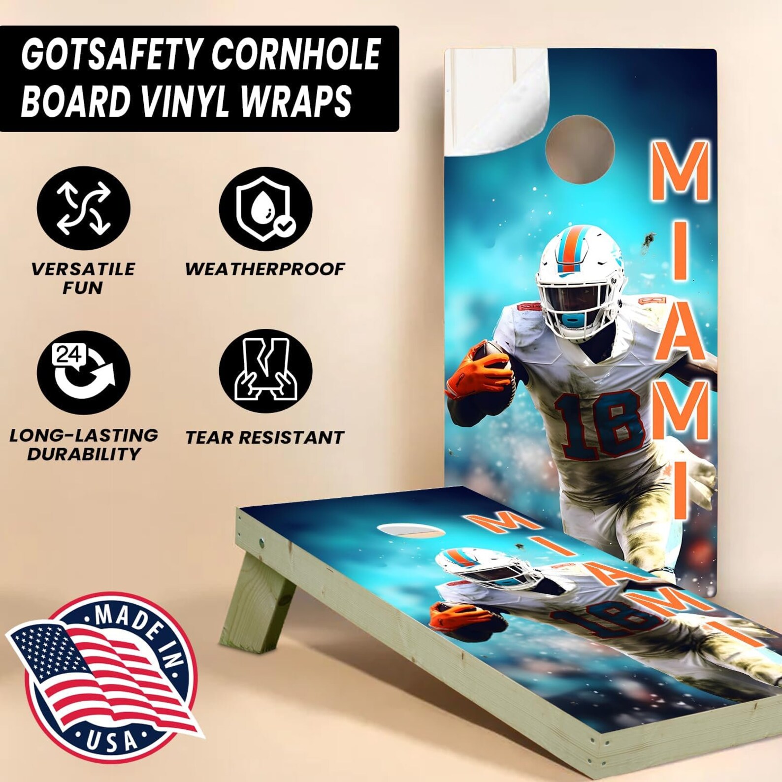 Miami Football Team Cornhole Decal - 2 Set - Etsy