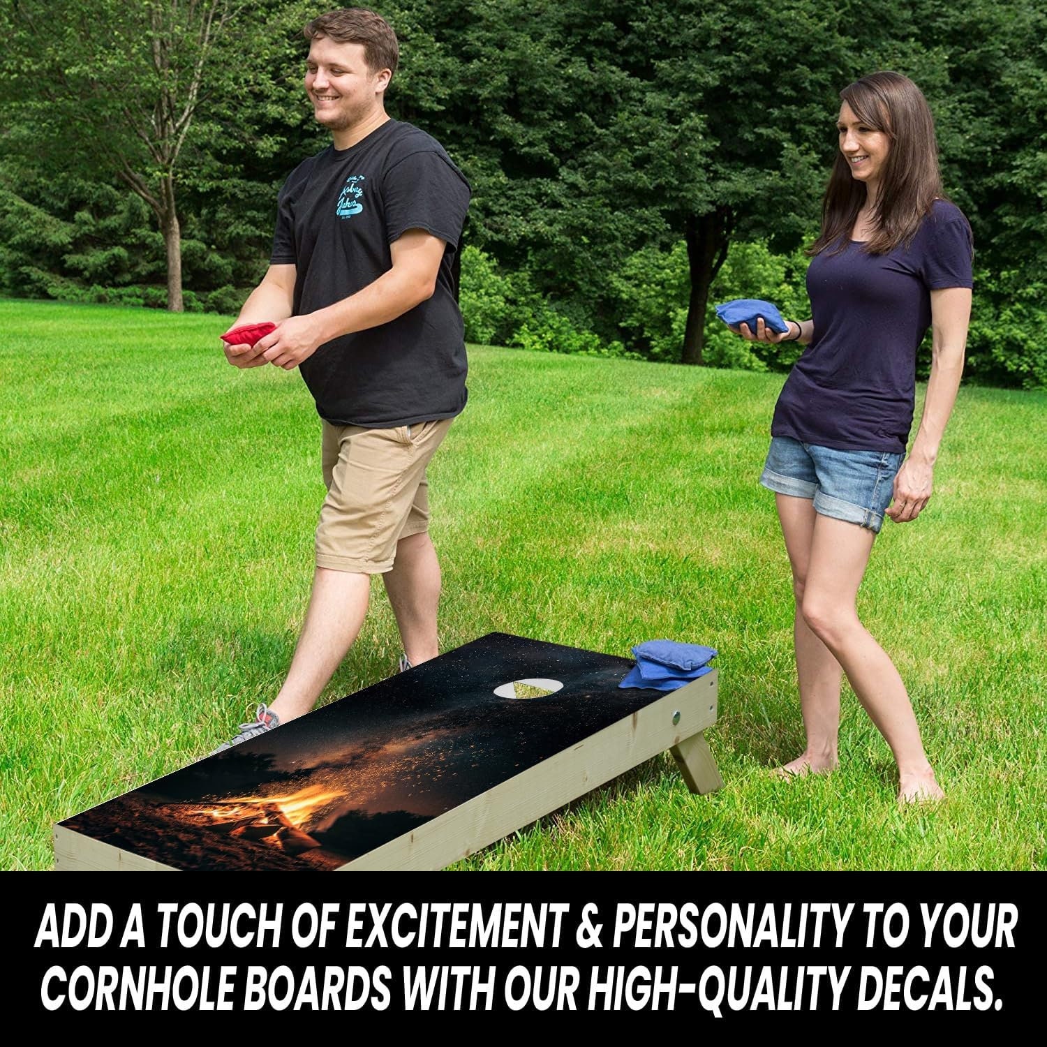 Campfire Cornhole Board Decal 2 Set Series 1 - Etsy