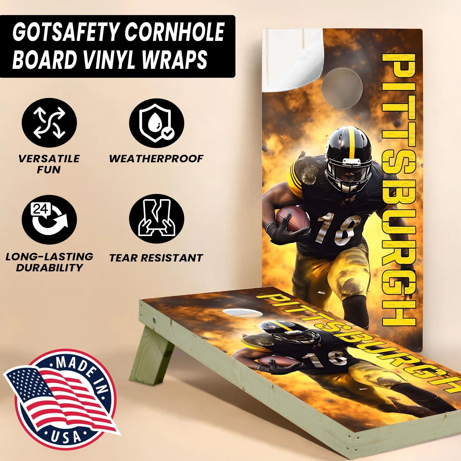 Pittsburgh Football Team Cornhole Decal - 2 Set - Etsy