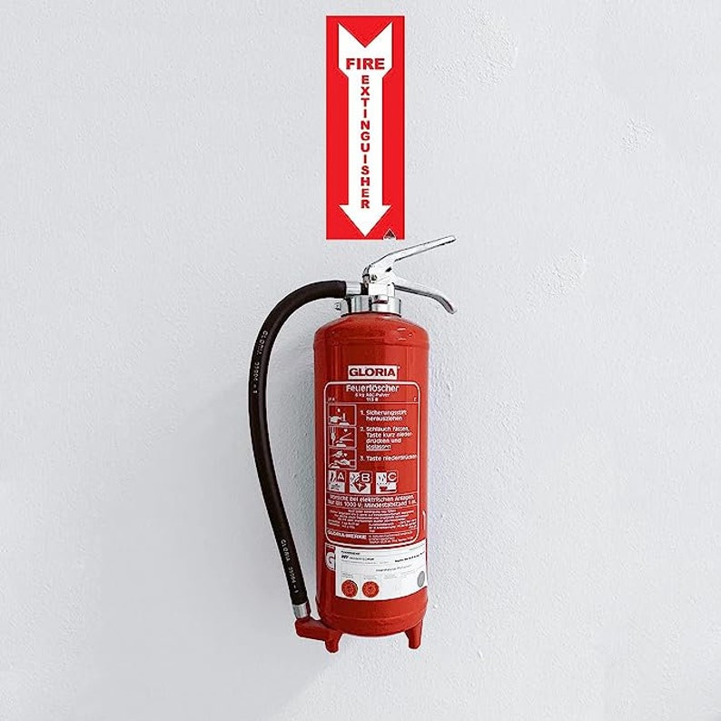 4 Pack Premium Fire Extinguisher Arrow Stickers - Permanent Adhesive ...