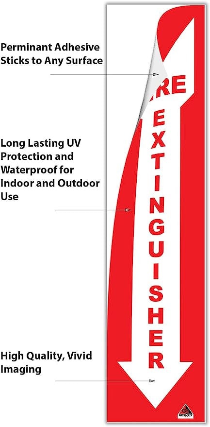 4 Pack Premium Fire Extinguisher Arrow Stickers - Permanent Adhesive ...