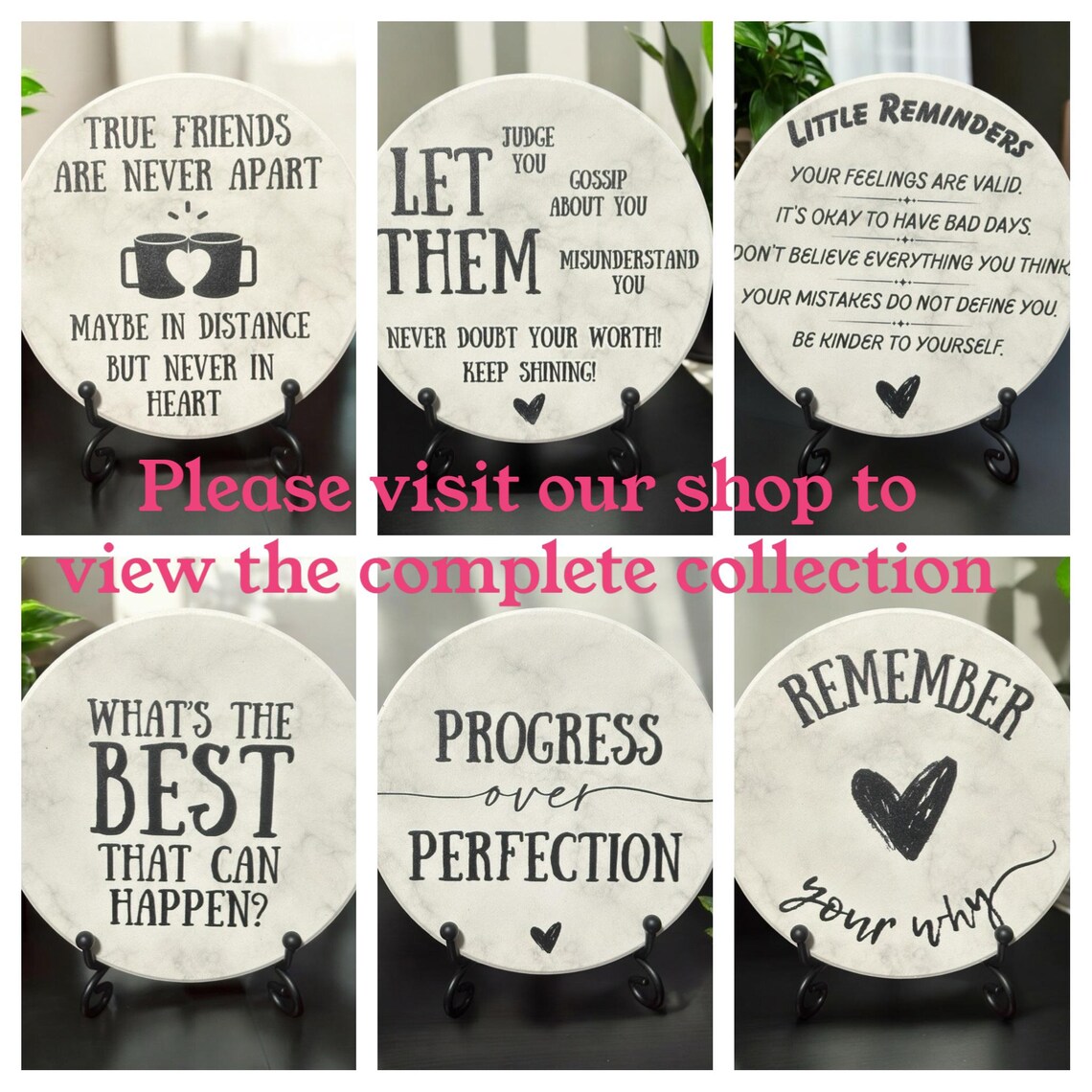 Long Distance Bestie Gift, Ceramic Coaster With Metal Stand - Etsy