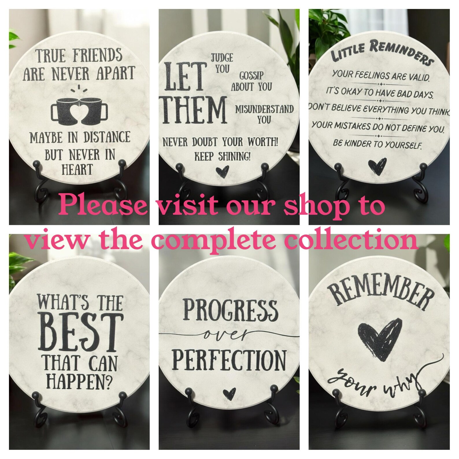 Long Distance Bestie Gift, Ceramic Coaster With Metal Stand - Etsy