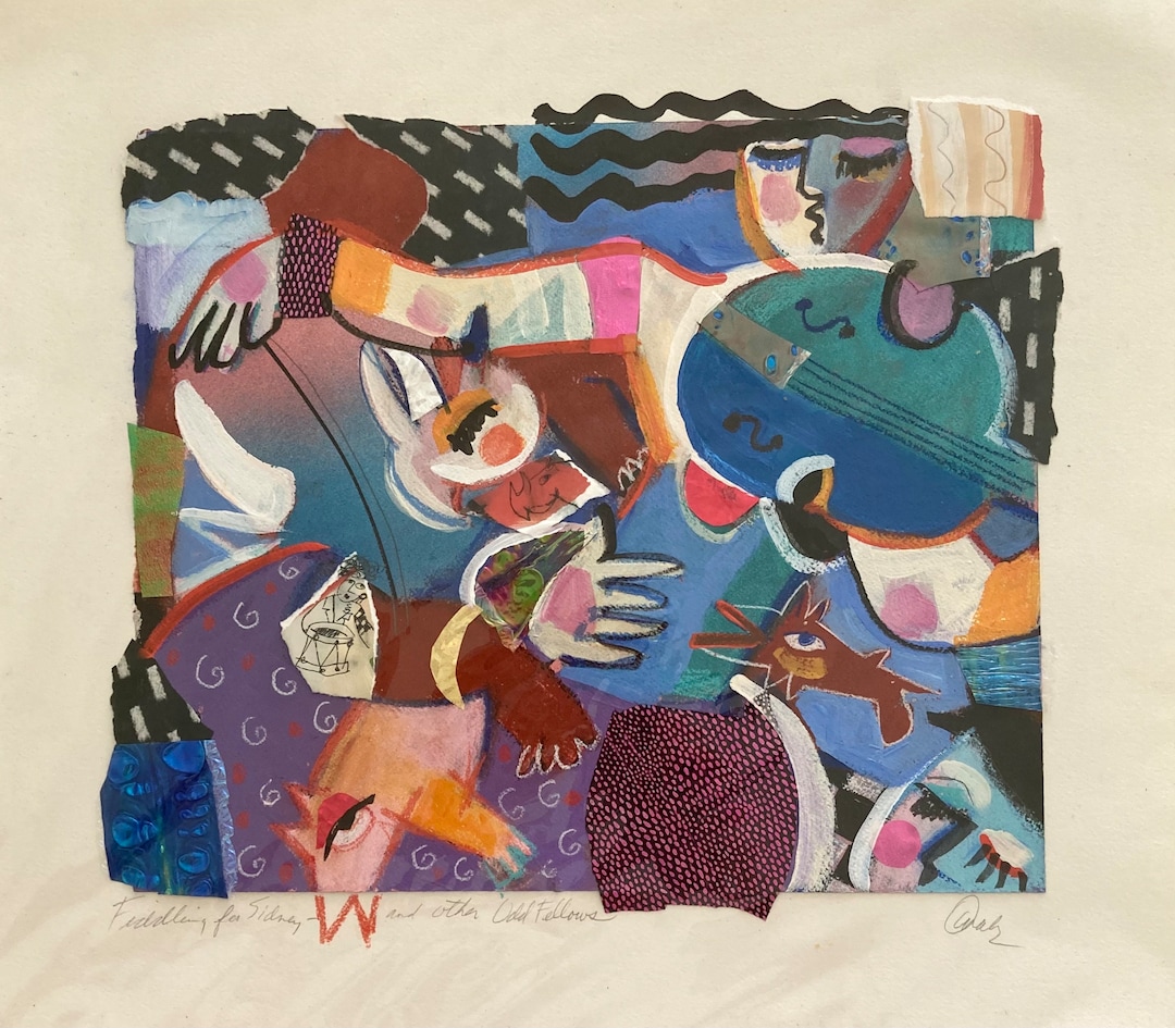 Kathy Donahey Original Mixed Media Signed Painting “fiddling for Sidney ...