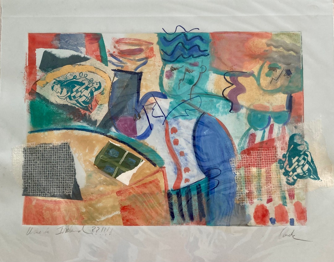 Kathy Donahey Original Mixed Media Signed Painting “wine in Ireland ...