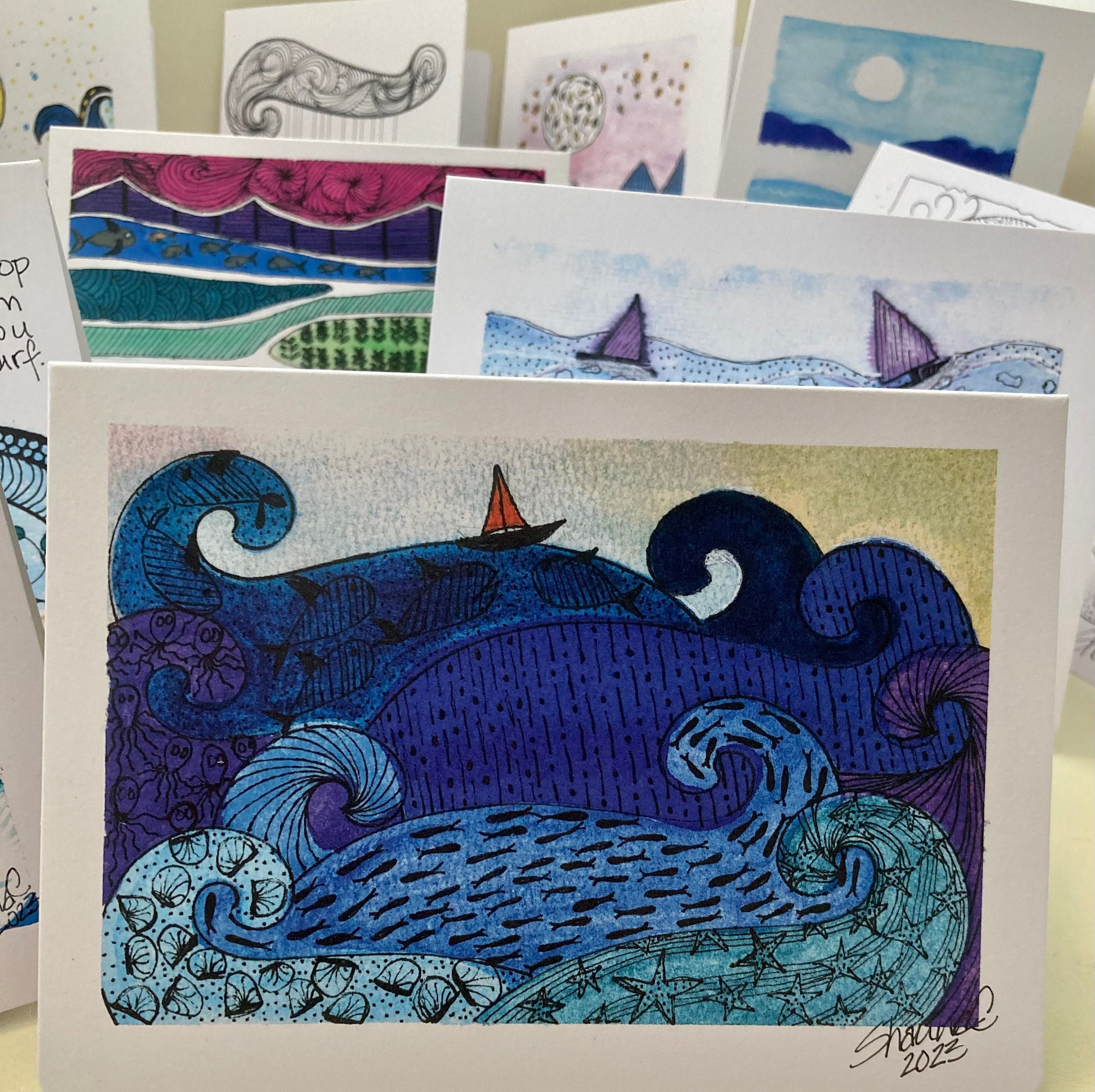 Zentangle Abstract Art Greeting Cards - Etsy