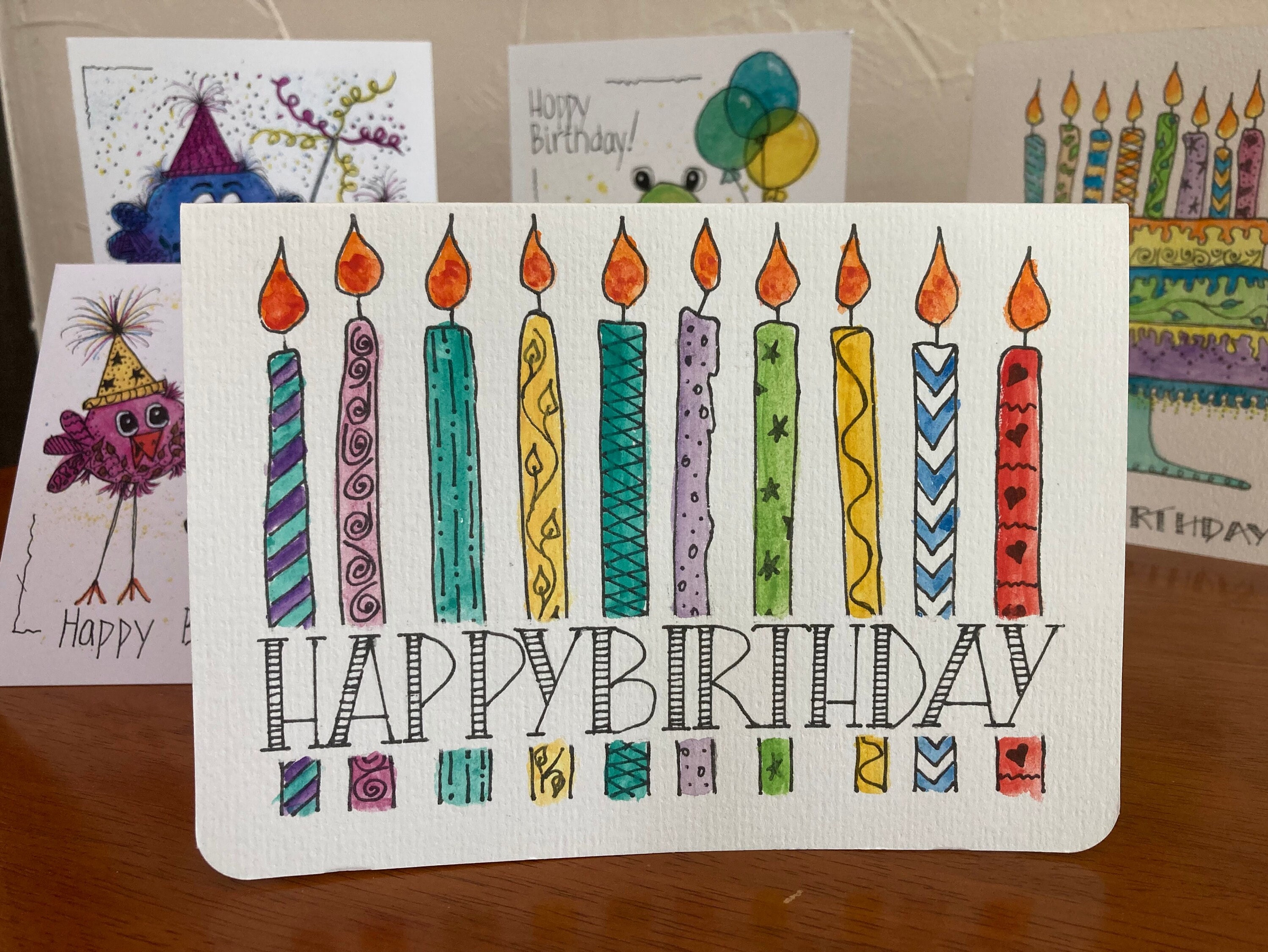 Whimsical Watercolor and Ink Birthday Cards - Etsy