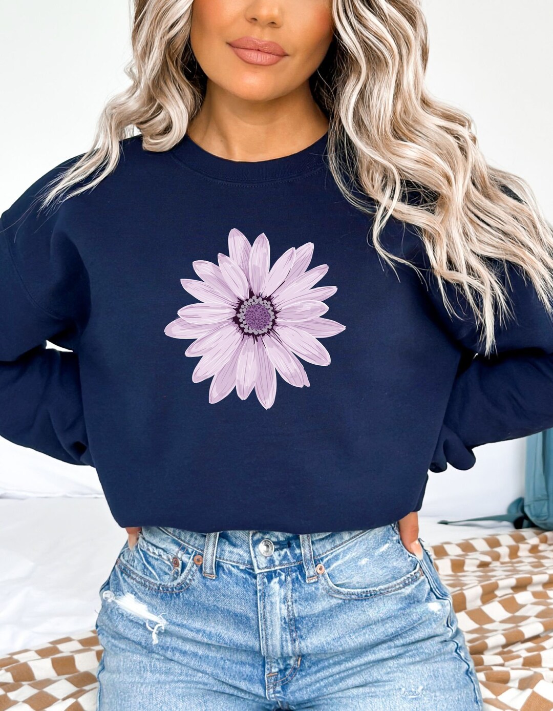 Cute Flower Sweatshirts, Floral Long Sleeve Flower Sweatshirt, Flower ...
