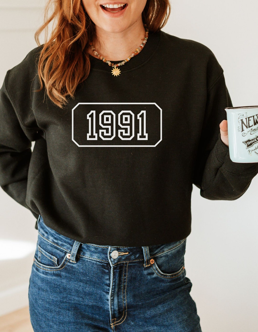 1991 Sweatshirt, 1991 College Style Number Sweater, 1991 Birthday Year ...