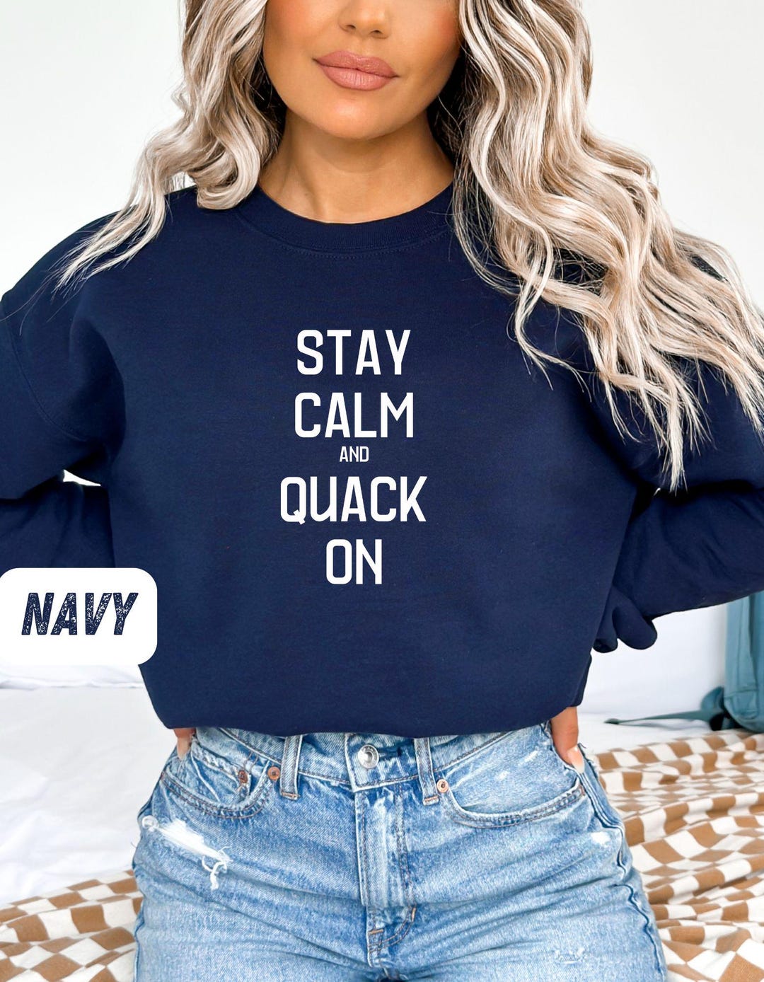 Stay Calm and Quack on Sweatshirt, Funny Quote Crewneck, Conservative ...