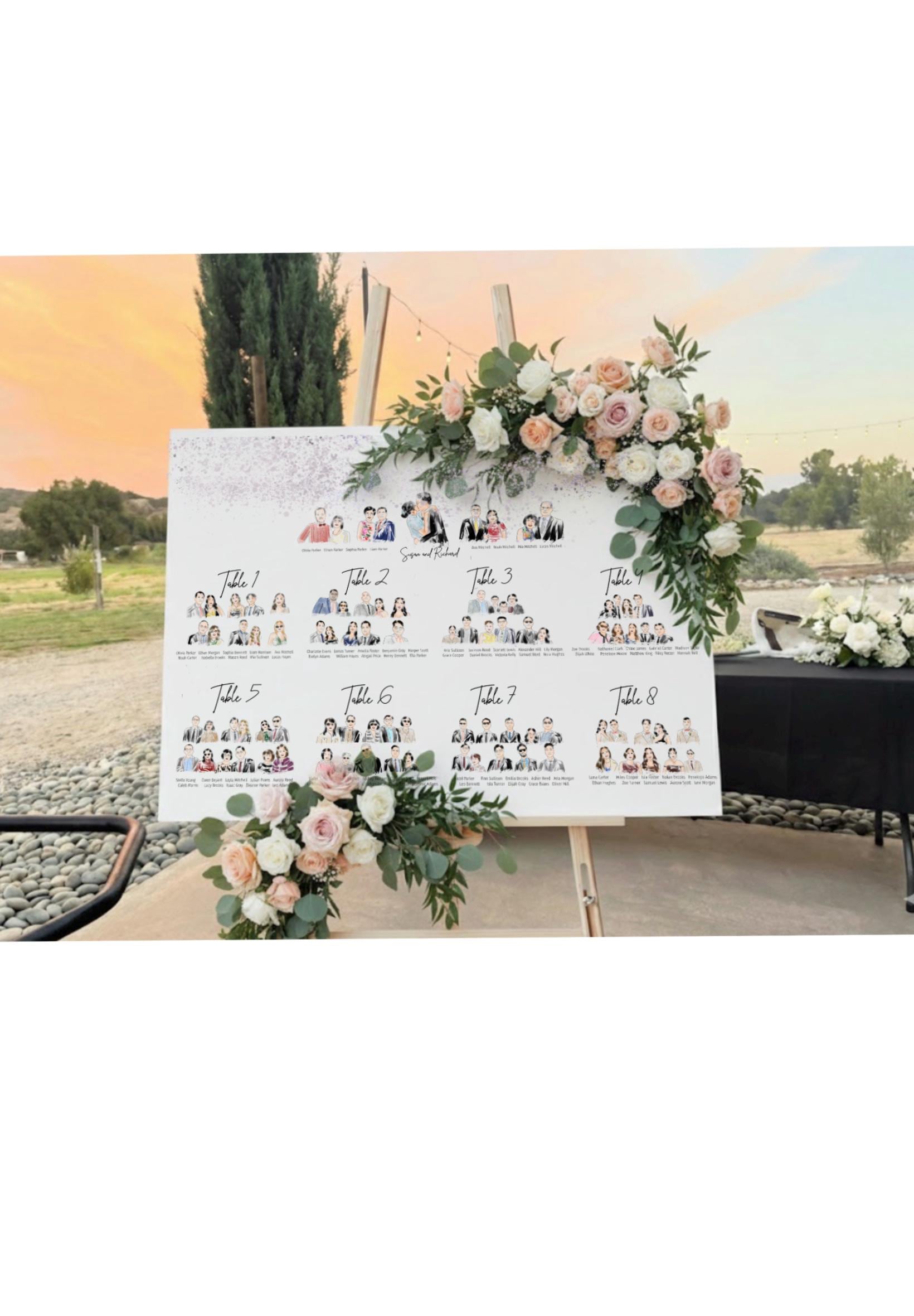Custom Guest Portrait Seating Chart for Weddings With Individual Guest ...