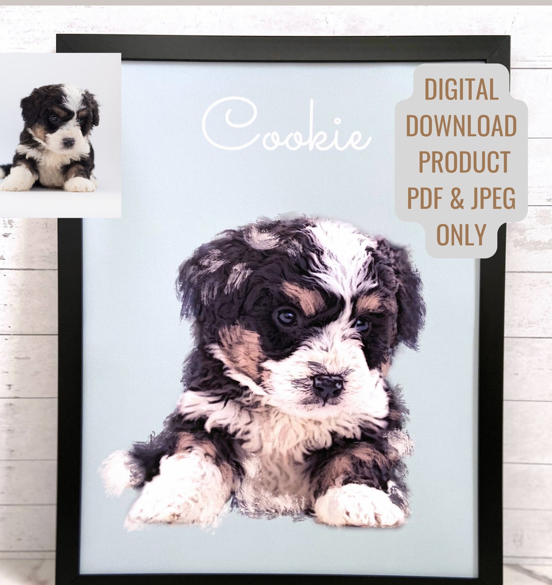 Custom Dog Face Portrait From Photo Personalized Gift Pet Face Painting ...