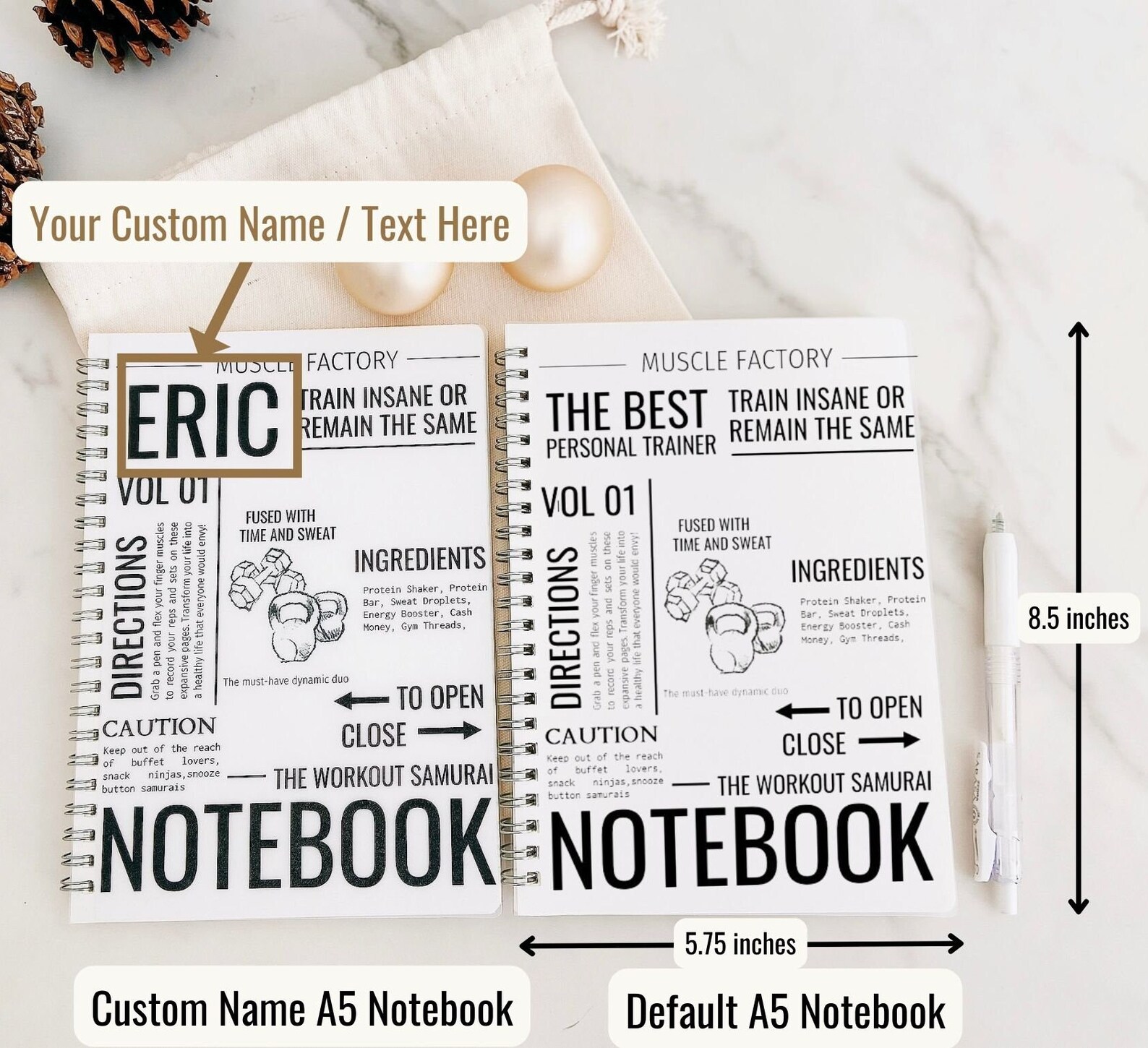 Workout Journal Personalize Fitness Planner Notebook Fitness Log Book ...