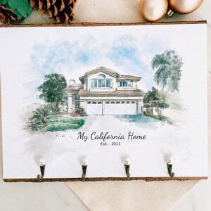 Custom House Sketch Key Holder Personalized Key Rack for Wall With ...