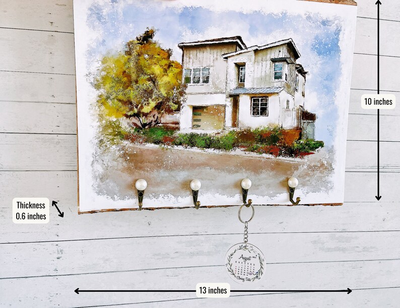 Custom House Sketch Key Holder Personalized Key Rack for Wall With ...