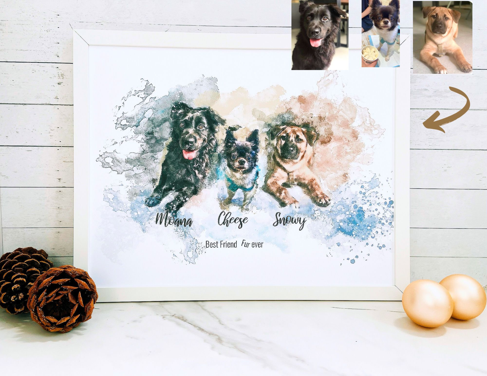 Custom Pet Portrait From Photo Personalized Dog Painting Personalize ...