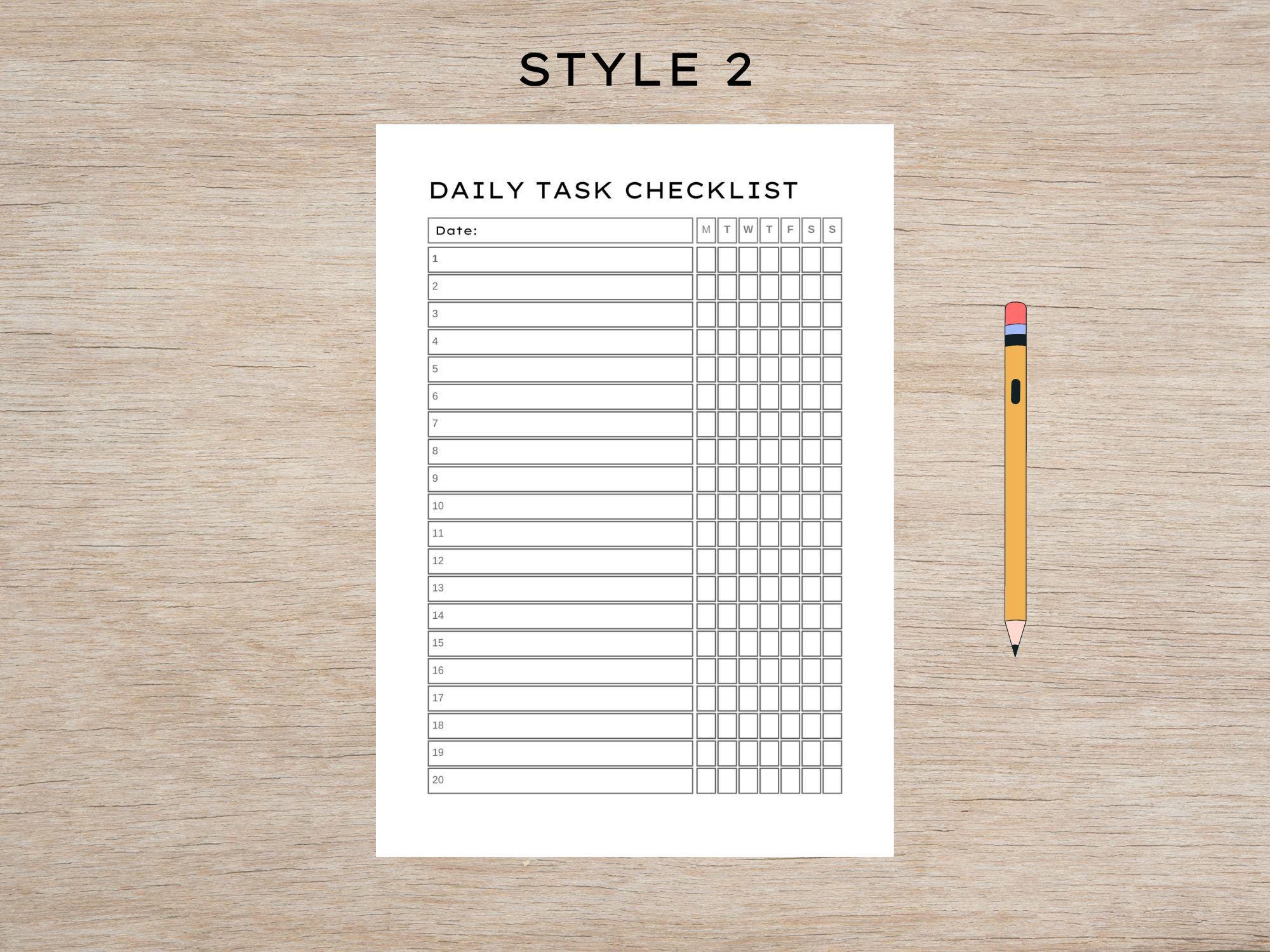 Daily Task Checklist Printable, to Do List Template, Plan Your Daily ...