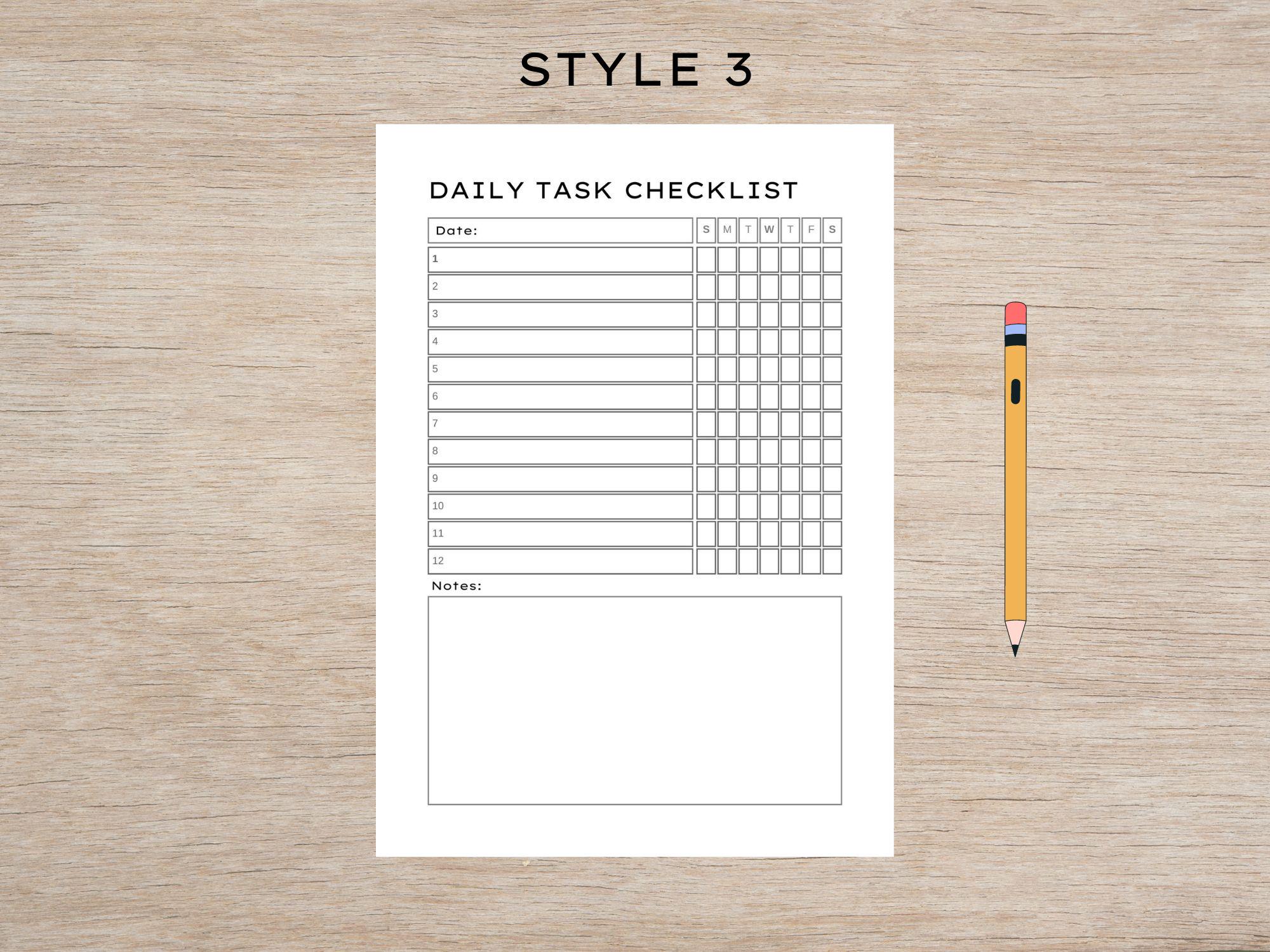 Daily Task Checklist Printable, to Do List Template, Plan Your Daily ...