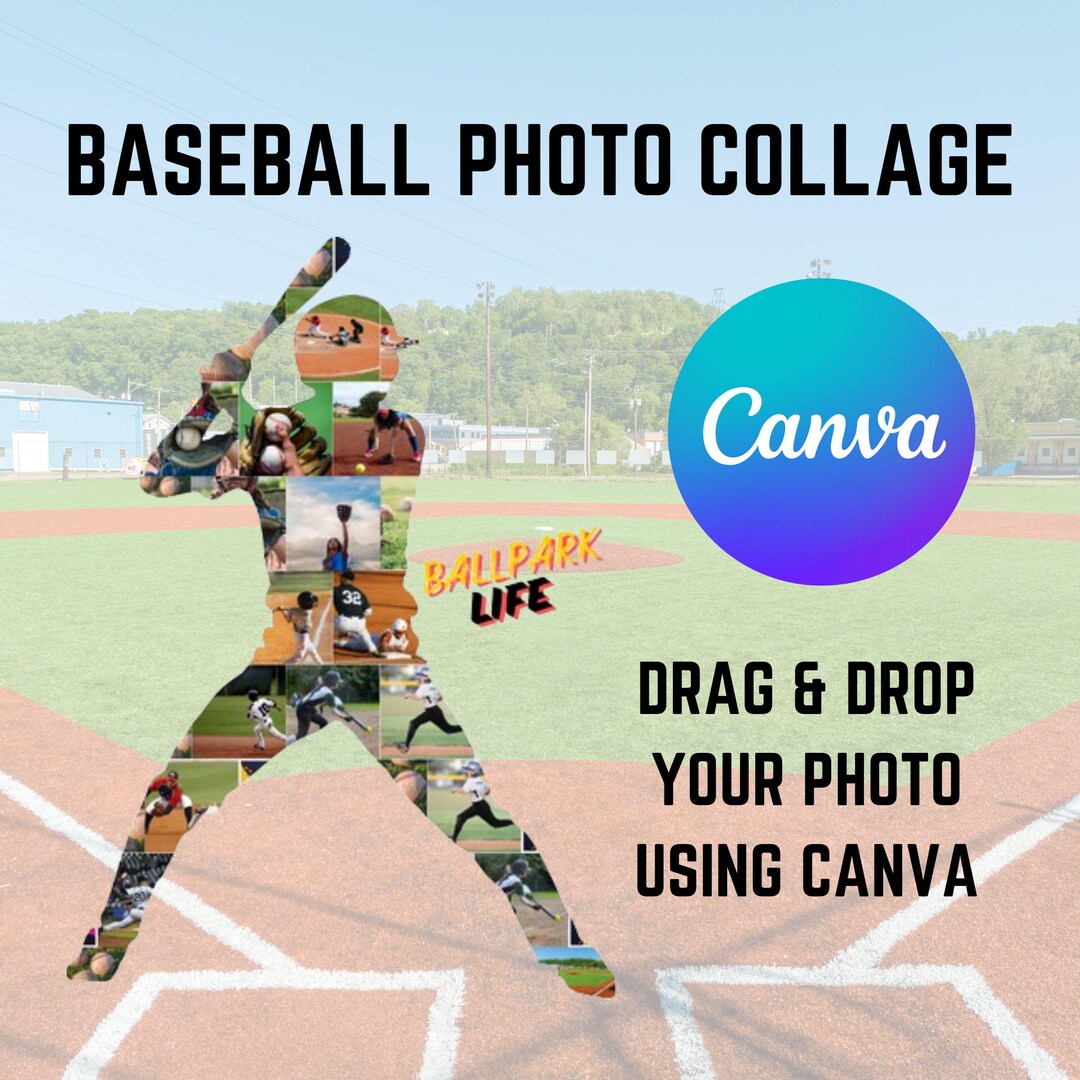 Baseball Photo Collage Template, Drag & Drop Memorable Moments Images ...